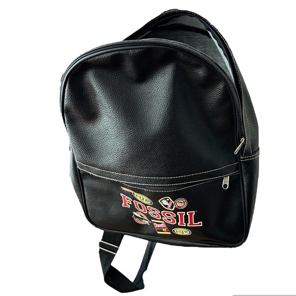 Fossil | Bags | Fossil Black Leather Backpack W Handle Adjustable ...